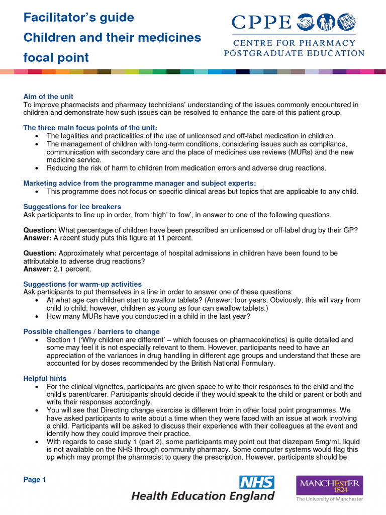 Children and Their Medicines FP Facilitators Guide | PDF | Pharmacist ...