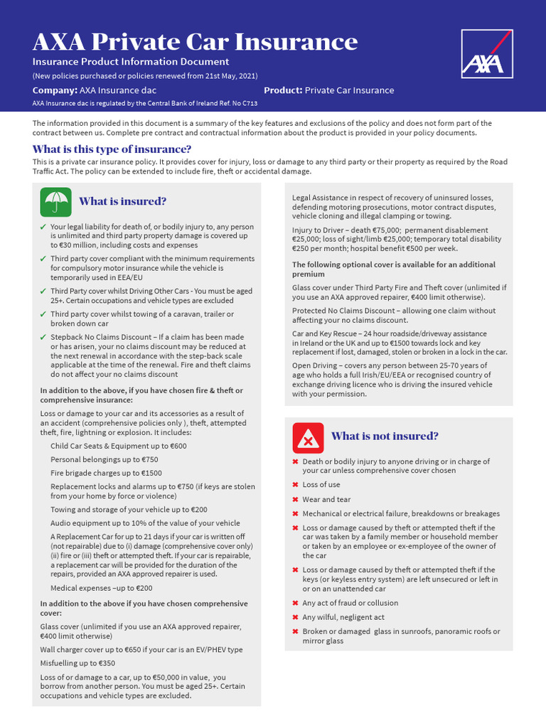 Product Information Document | PDF | Vehicle Insurance | Insurance