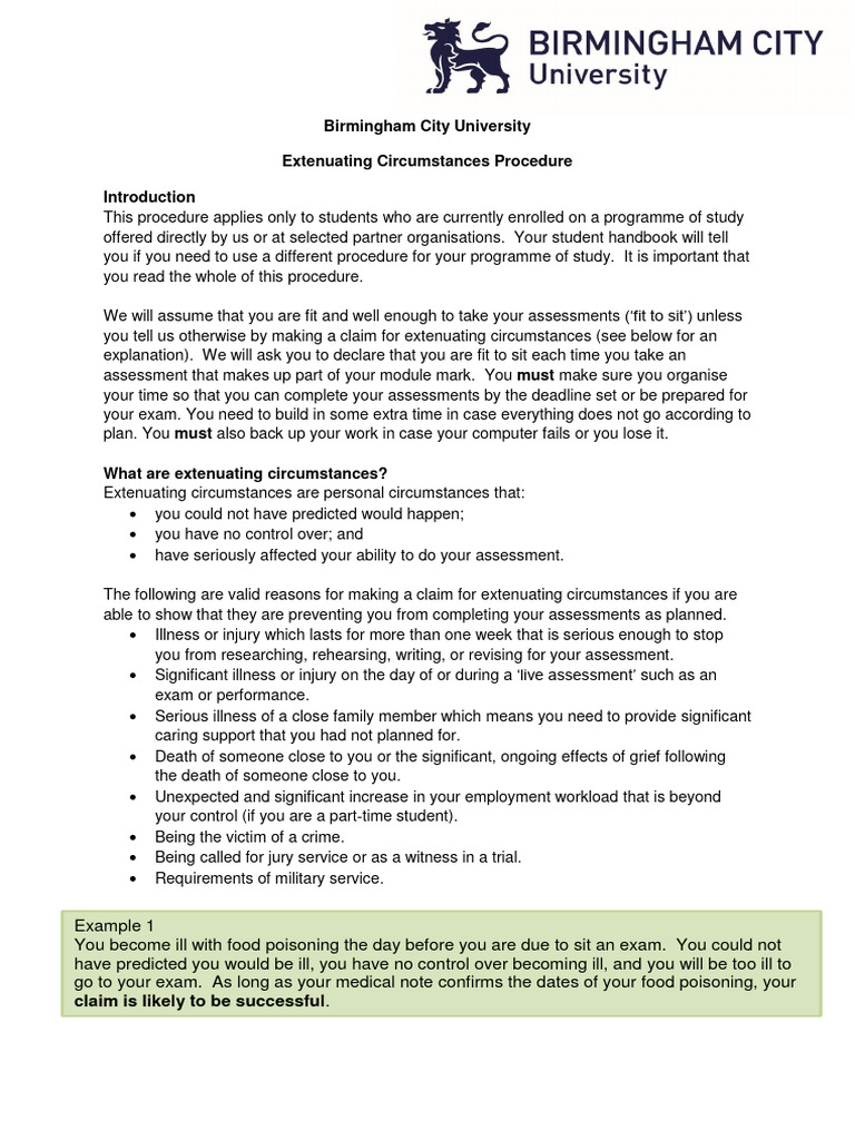 Extenuating Circumstances Procedure 2015 131026878497233514 | PDF ...