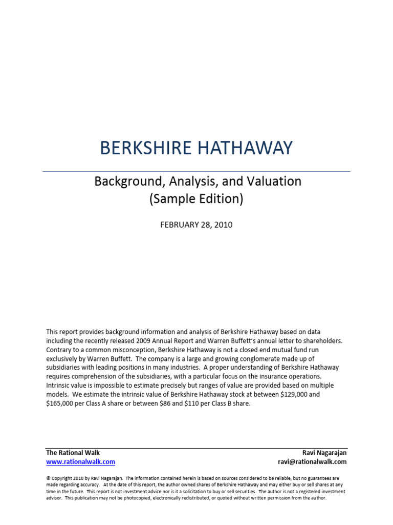 BRK2010 Briefing Book Sample | Download Free PDF | Berkshire Hathaway ...