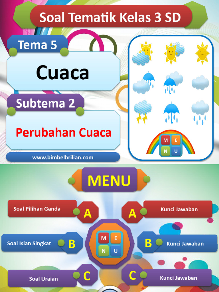PPT - Soal Tematik Kelas 3 SD Tema 5 Subtema 2 Perubahan Cuaca - Www.bimbelbrilian.com | PDF