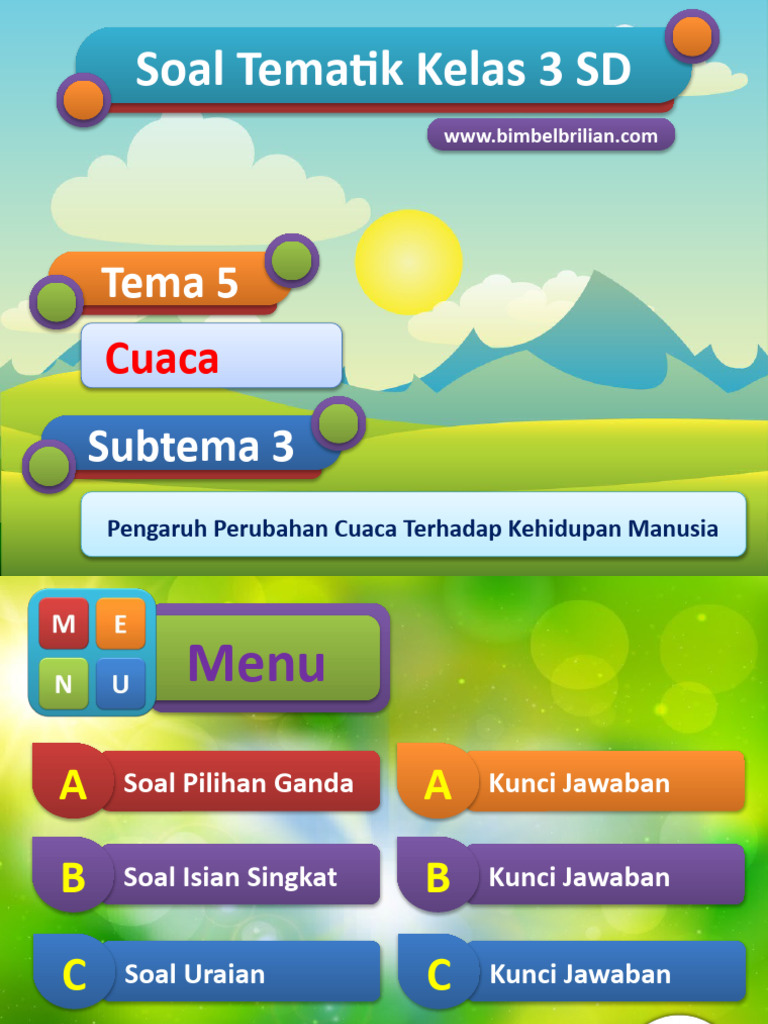 PPT - Soal Tematik Kelas 3 SD Tema 5 Subtema 3 Pengaruh Perubahan Cuaca Terhadap Kehidupan ...