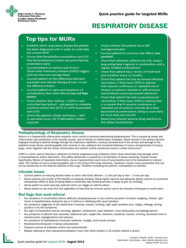 wcppe guides - respiratory disease | PDF | Asthma | Chronic Obstructive Pulmonary Disease
