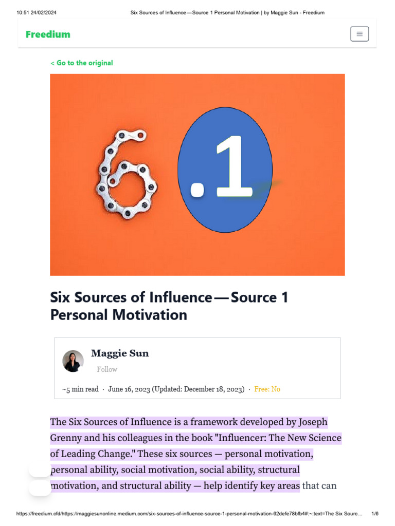 Six Sources of Influence - Source 1 Personal Motivation - by Maggie Sun ...
