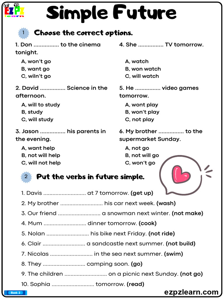 Simple Future Choose the correct word | PDF | Linguistics