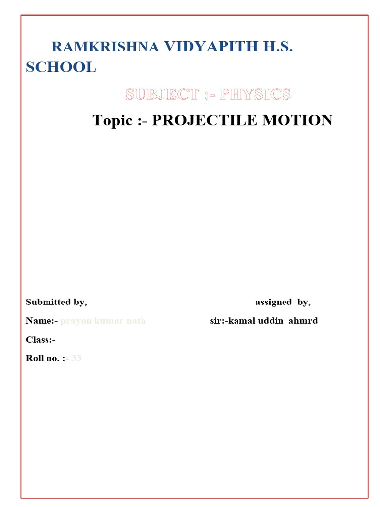 Physics: Projectile Motion Project | PDF | Science & Mathematics