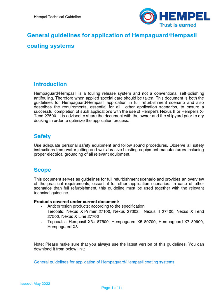 General Guidelines For Application of Hempaguard Hempasil Coating Systems 2022 May | PDF | Paint ...