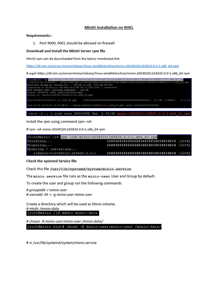 MinIO Instalation on RHEL | PDF