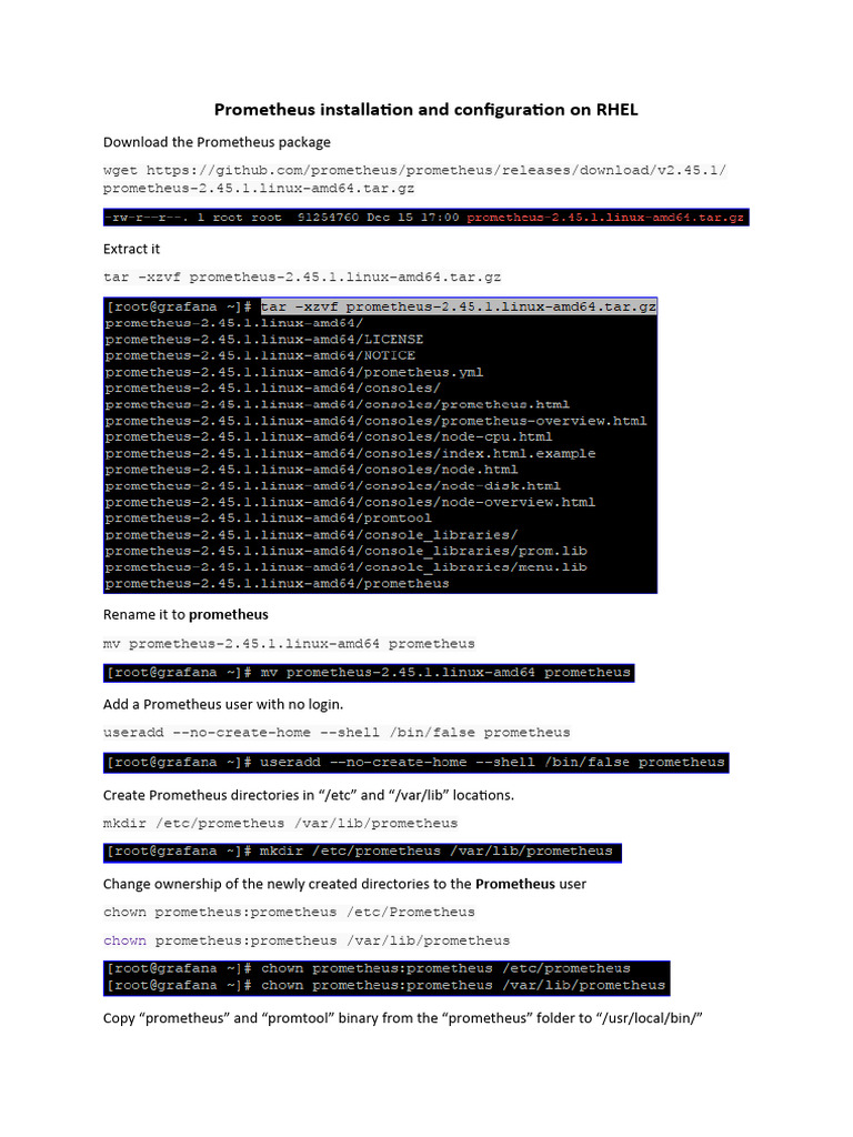 Prometheus and Grafana Installation On RHEL | PDF | Public Key ...