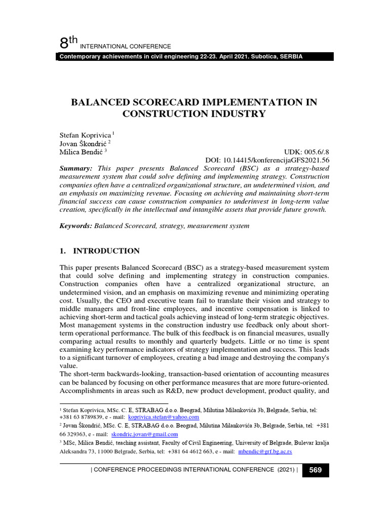 BSC for construction company | PDF | Strategic Management | Lean ...