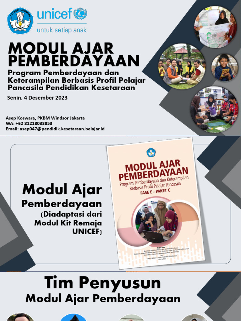 Materi Launching Modul Ajar Pemberdayaan Kemendikbudristek - UNICEF | PDF