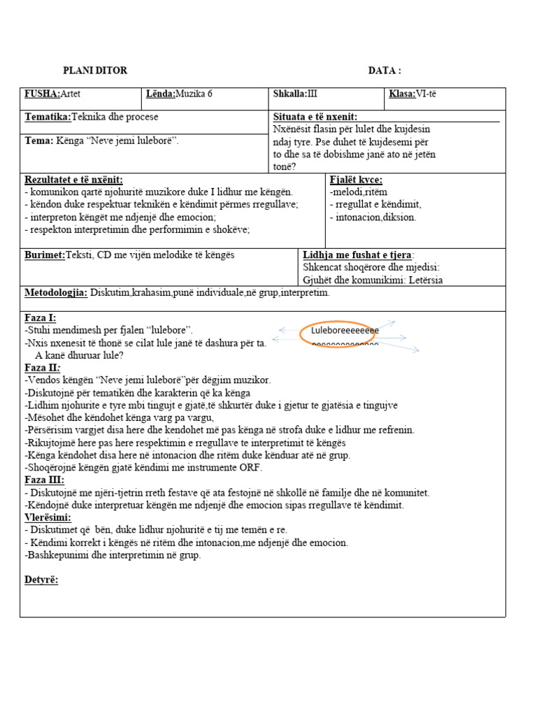 Plani Ditor Neve Jemi Lule Bore | PDF