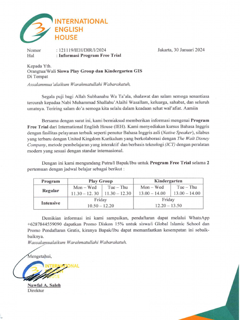 Letter of Information Free Trial Class PGK GIS | PDF