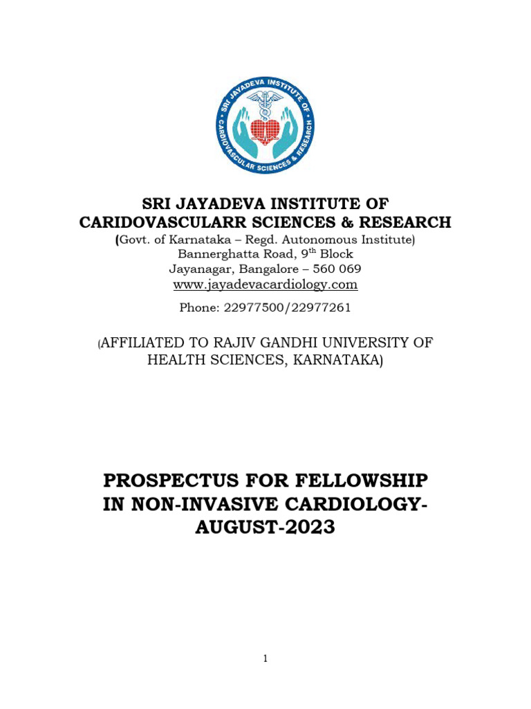 Prospectus of Fellowship Programmes in Non-Invasive Cradiology | PDF ...