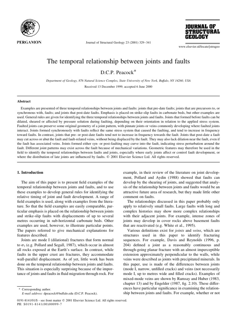 The Temporal Relationship Between Joints and Faults | PDF | Fault ... The Temporal Relationship Between Joints and Faults | PDF | Fault ...