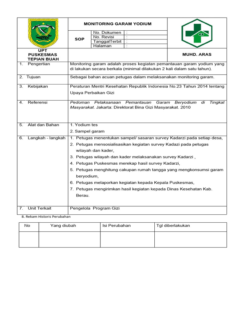 Pemantauan Garam Yodium di Puskesmas | PDF