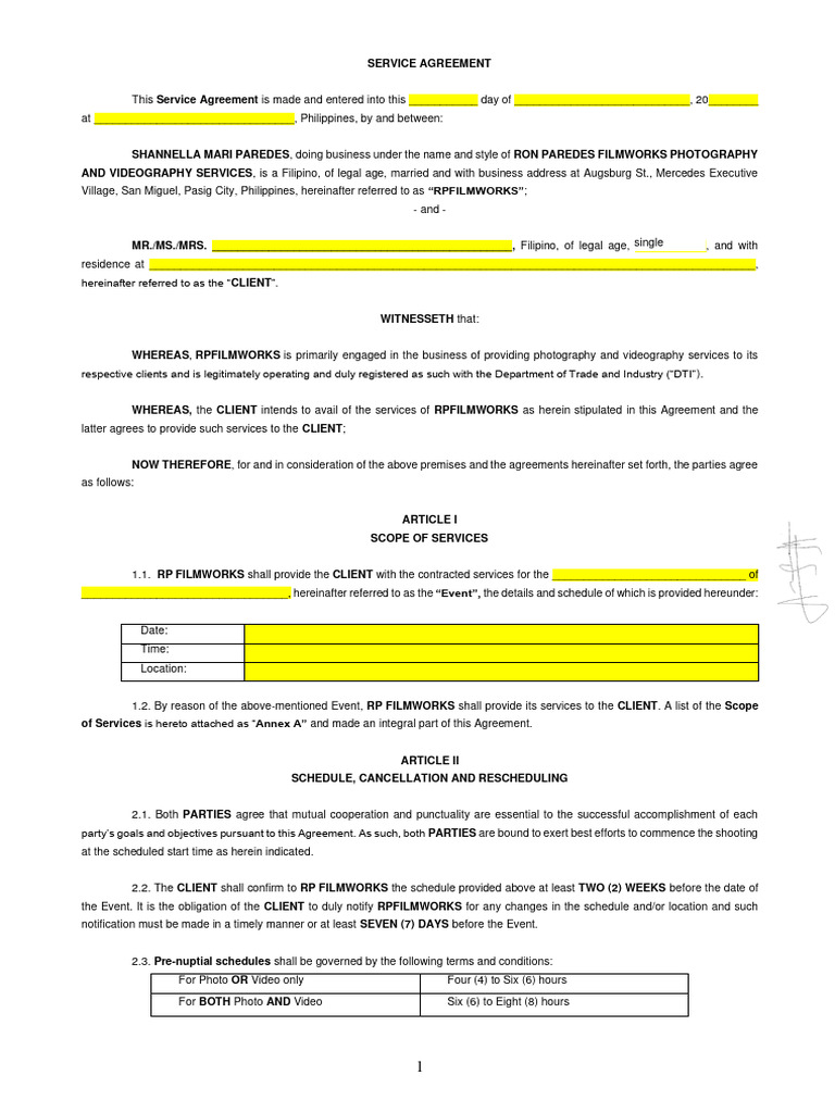 RPF Contract 2024 Form | PDF | Fee | Common Law