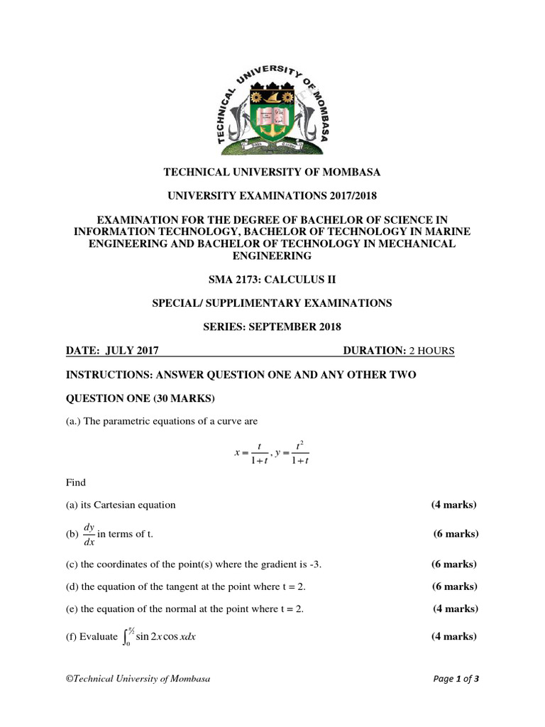 Calculus II Exam Questions and Solutions | PDF | Equations | Calculus