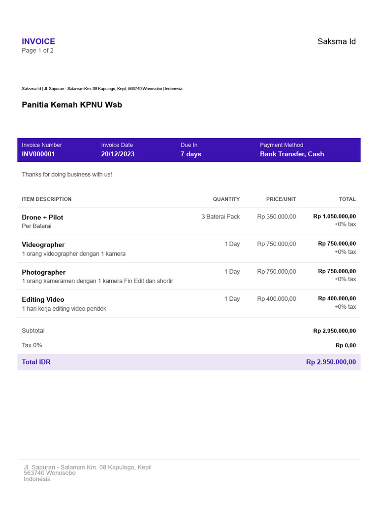 INV000001 | PDF | Banking | Payments