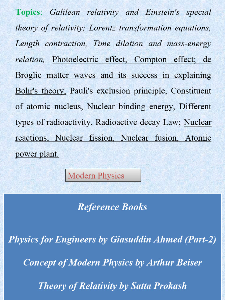Modern Physics - Lec 1 | PDF | Atomic Nucleus | Neutron