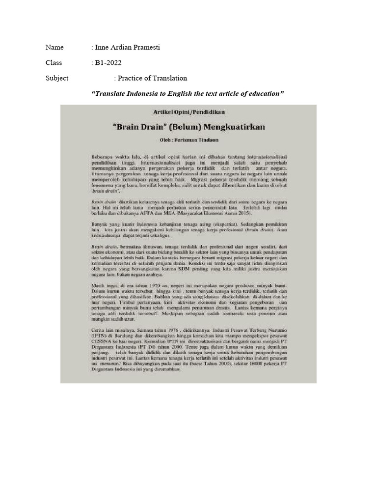 Task 2 | PDF | Human Capital Flight | Indonesia