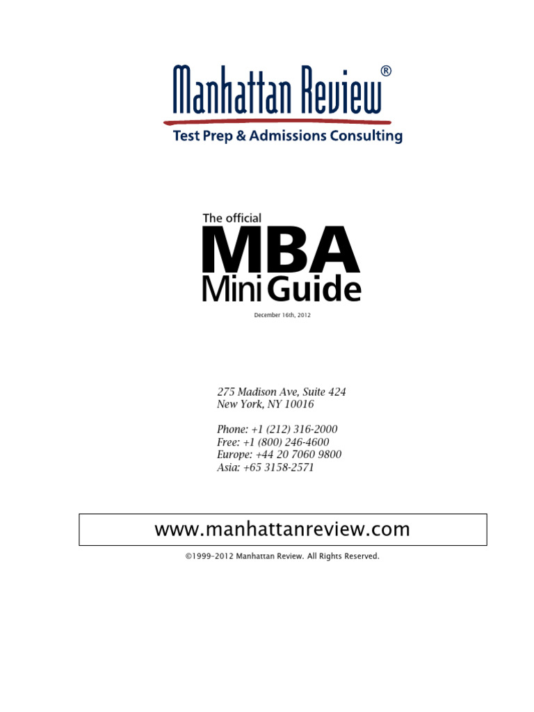 MBA Mini Guide | PDF | Graduate Management Admission Test