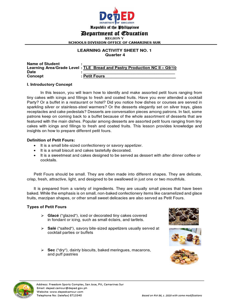 Las1 Tle He BPP Q4 JHS G910-Edited | PDF | Cakes | Desserts