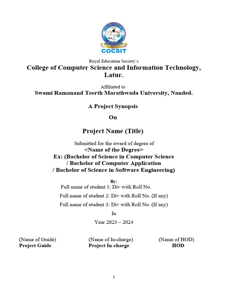 Project Synopsis 2023 24 UG | PDF | Input/Output | World Wide Web