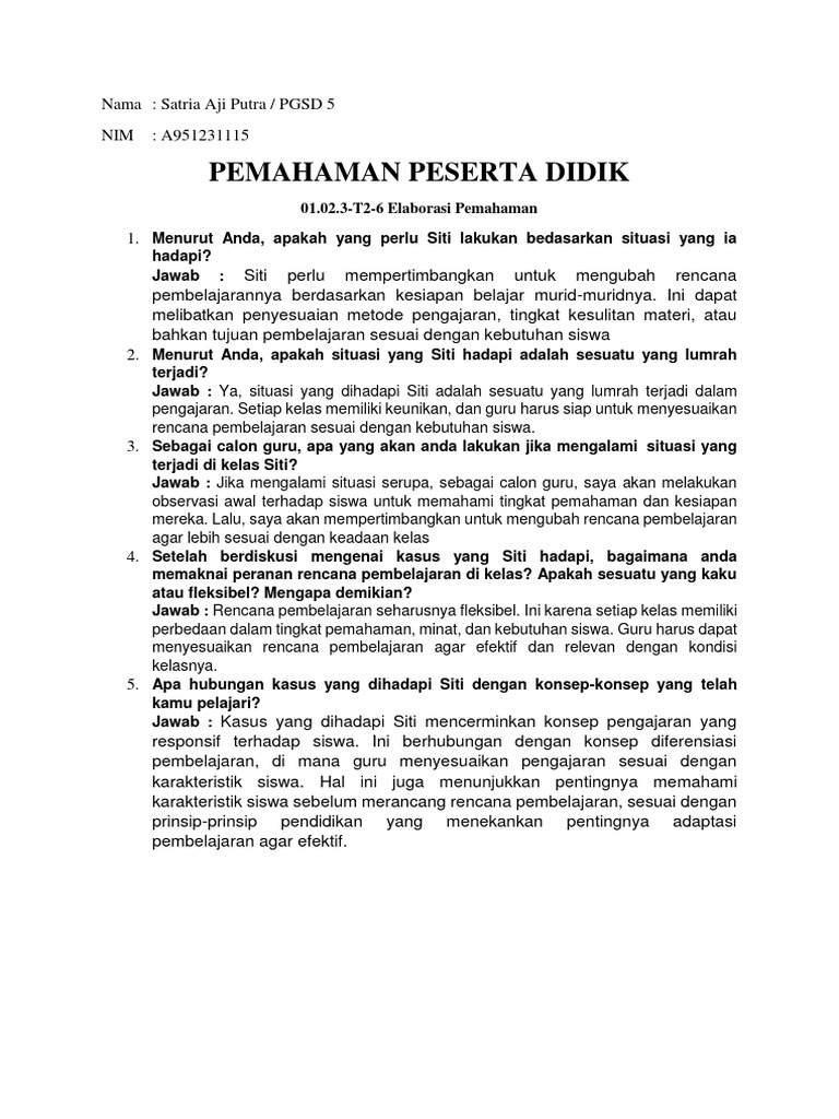 01.02.3-T2-6 Elaborasi Pemahaman - Satria | PDF
