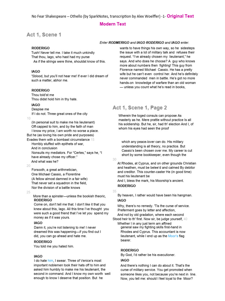 No Fear Shakespeare Othello | PDF | Othello | Iago