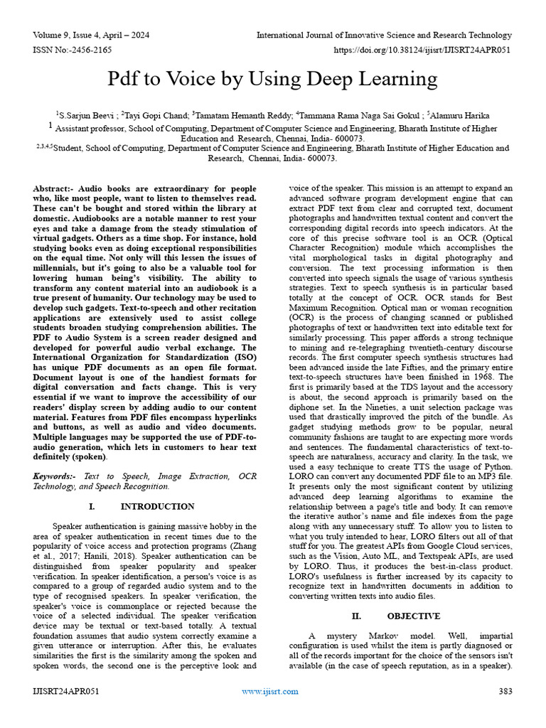 PDF To Voice by Using Deep Learning | Download Free PDF | Speech ...