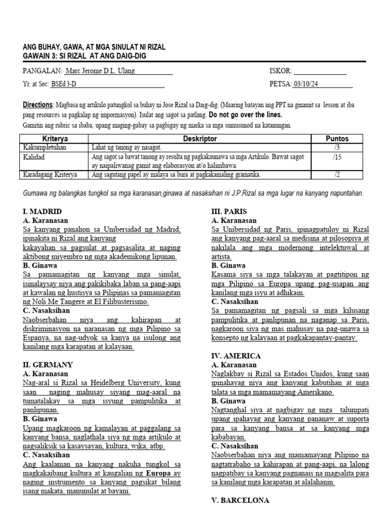 Activity-4-Rizal Life and Works | PDF