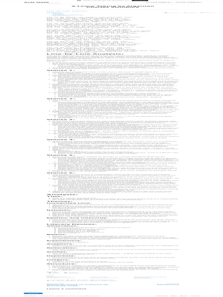 Line-by-Line Analysis of Swinburne's Poem | PDF | Poetry | Metre (Poetry)