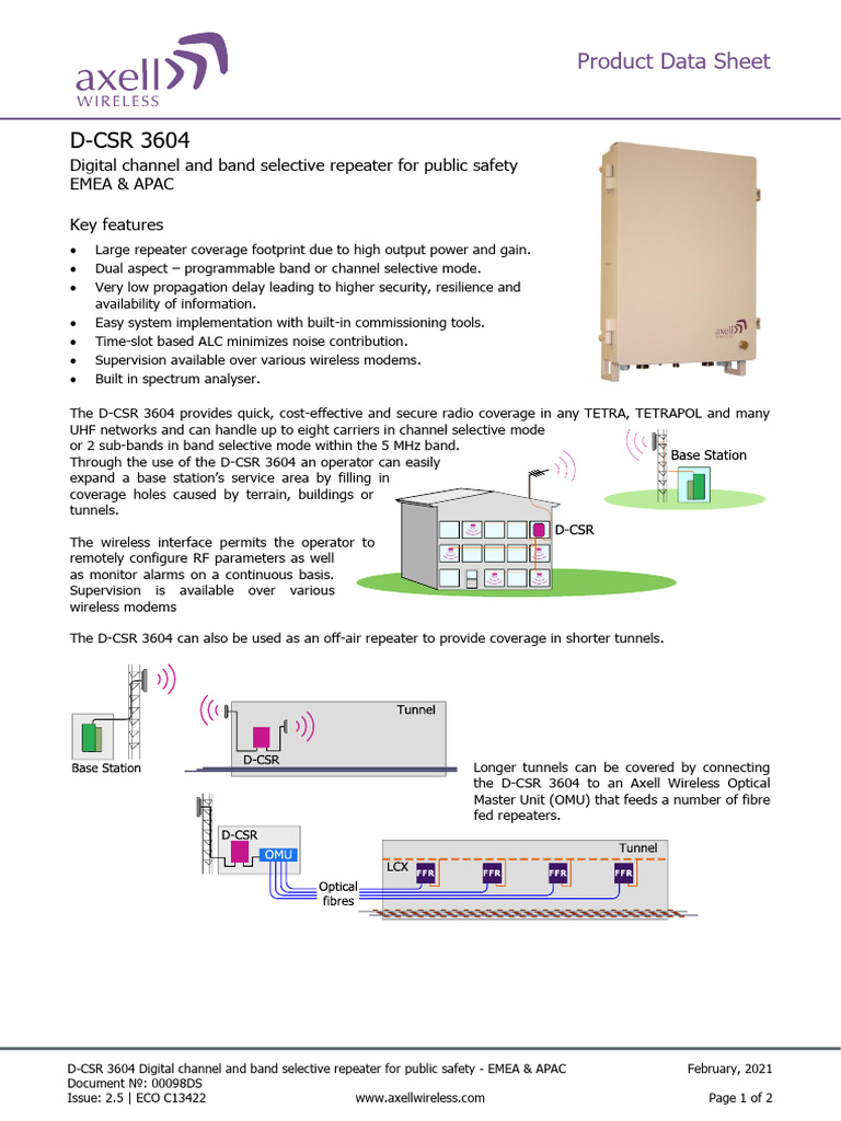 D-CSR3604 Datasheet | PDF | Hertz | Radio
