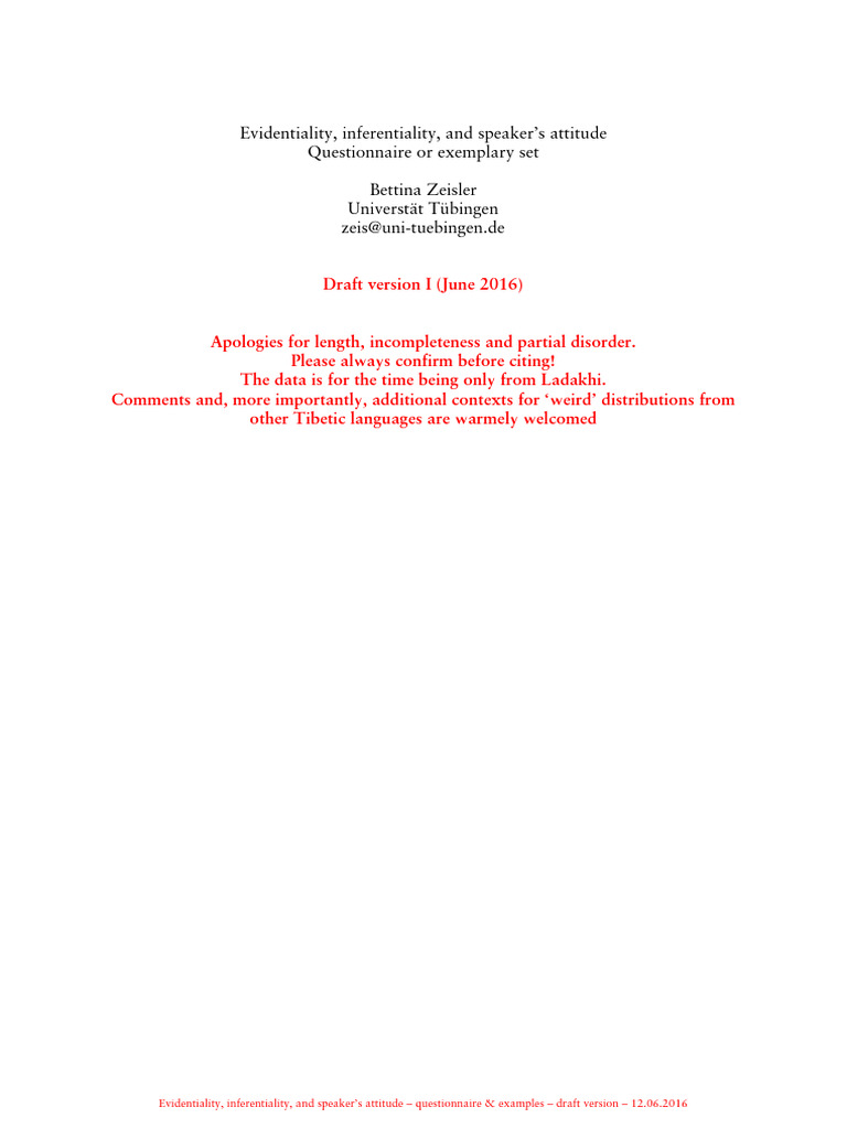 2016 Evidentiality Inferentiality and SP | PDF | Knowledge | Syntax