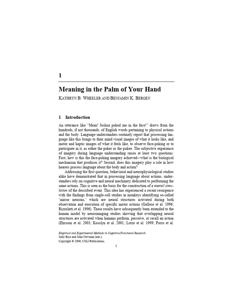 Meaning in The Palm of Your Hand | PDF | Mental Image | Cognition