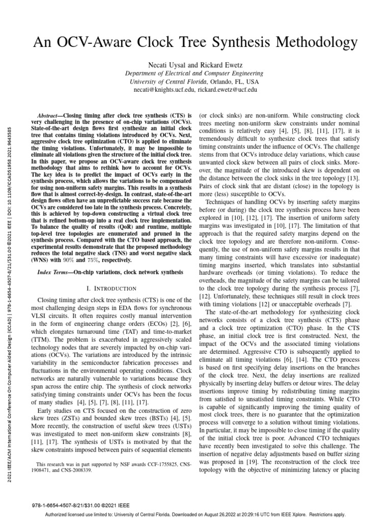 An OCV-Aware Clock Tree Synthesis Methodology: Necati Uysal and Rickard ...