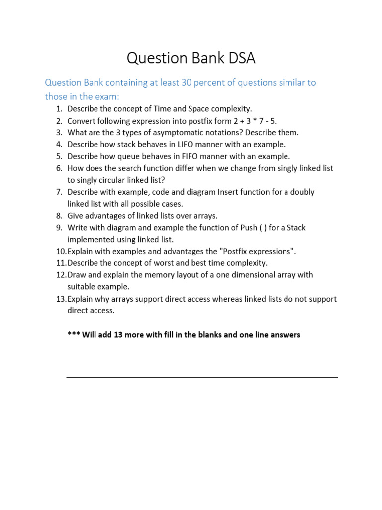 Questions DSA | PDF | Queue (Abstract Data Type) | Time Complexity Questions DSA | PDF | Queue (Abstract Data Type) | Time Complexity