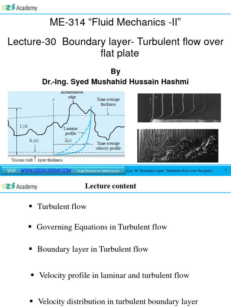 Lecture 30 - Boundary Layer-Turbulent Flow Over Flat Plate | PDF | Boundary Layer | Turbulence