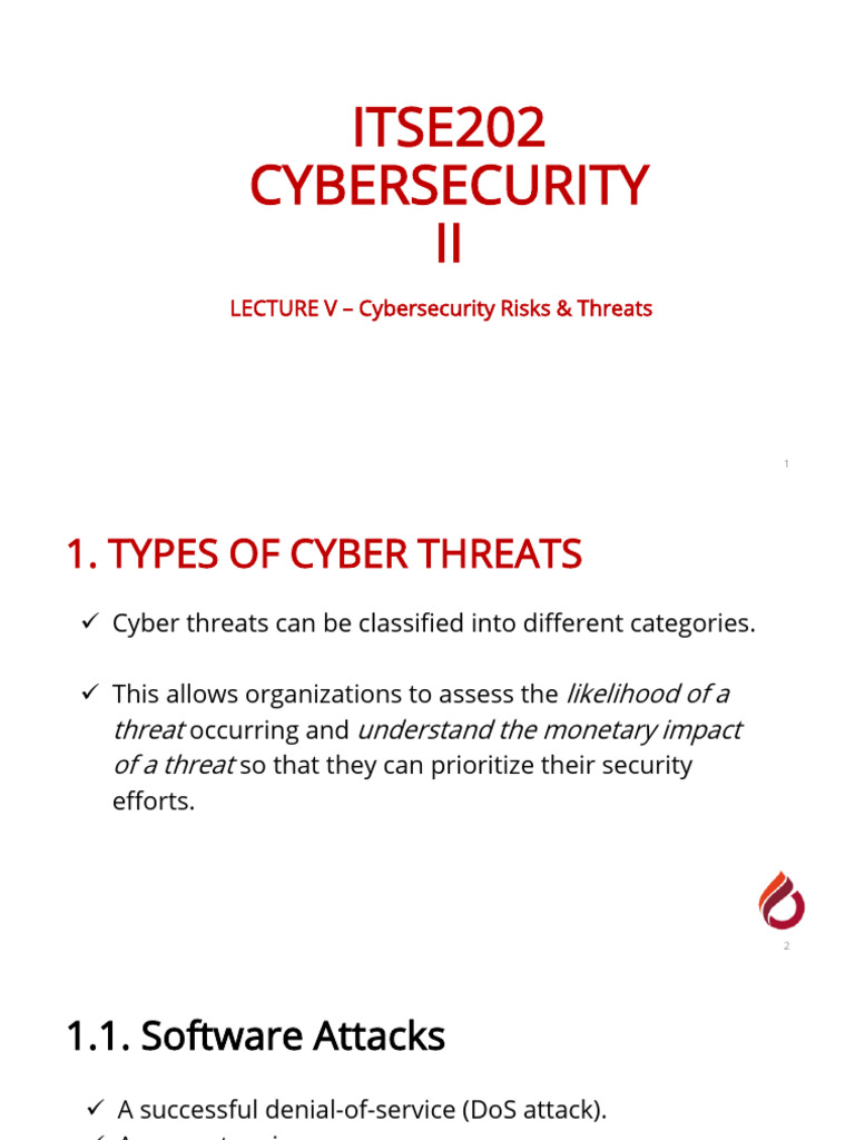 Lecture 5 - Cybersecurity Risks Threats | PDF | Cloud Computing | Security