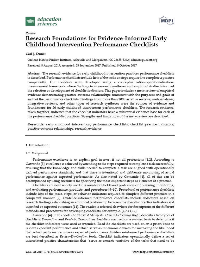 Research Foundations For Evidence-Informed Early C | PDF