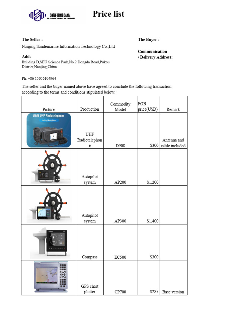 Marine Electronics Price List and Details | PDF | Technology & Engineering