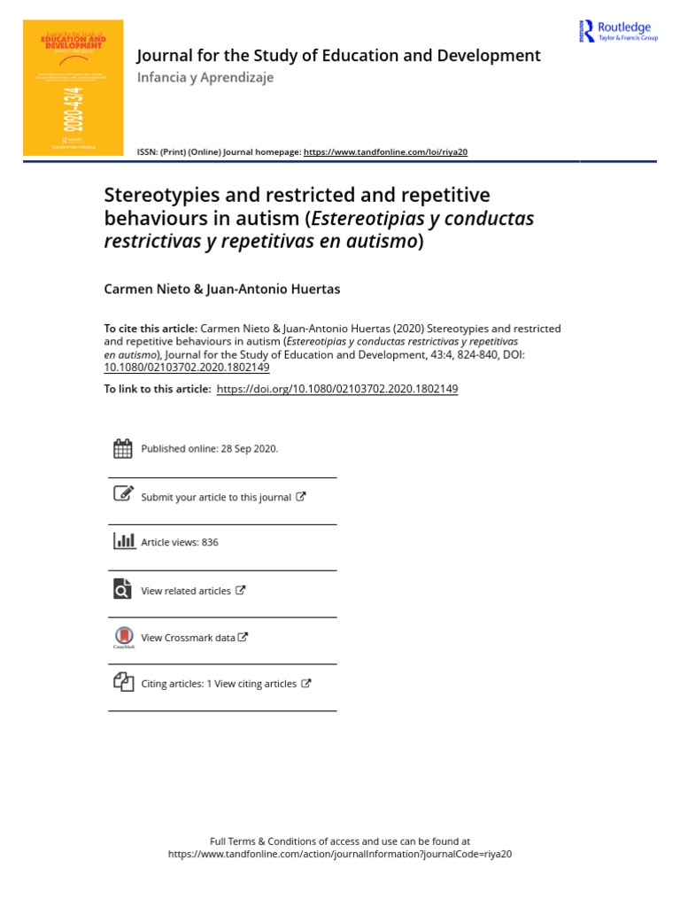 Stereotypies and Restricted and Repetitive Behaviours in Autism ...