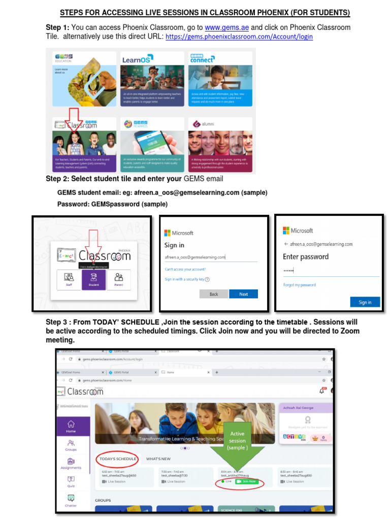 Steps For Accessing Live Sessions | PDF