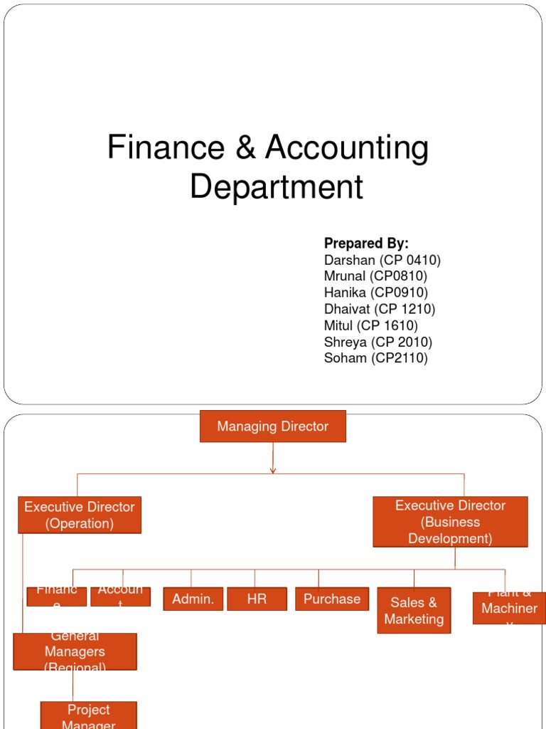 Finance & Accounting Department: Prepared by | PDF | Chief Financial ...
