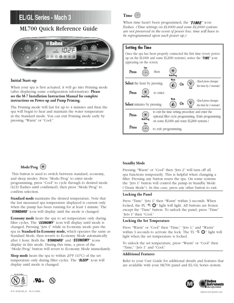 ML700 Quick Reference 40520-80 - B | PDF