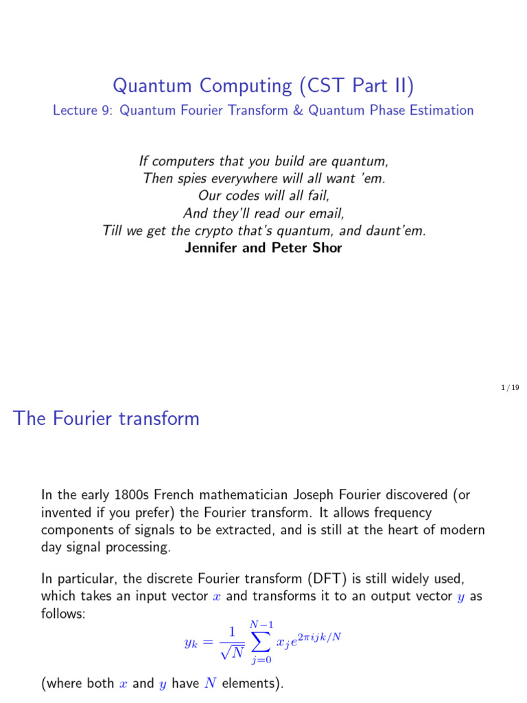 Quantum Fourier | PDF | Quantum Computing | Algorithms Quantum Fourier | PDF | Quantum Computing | Algorithms