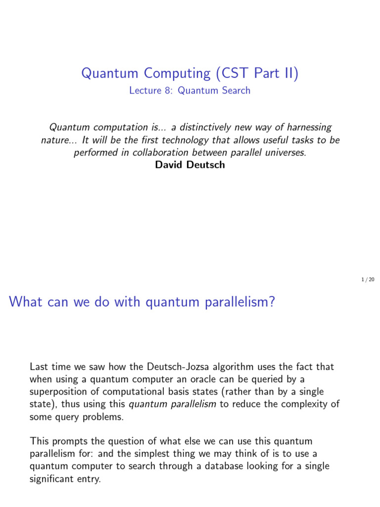 Grover's Quantum Search Algorithm Explained | PDF | Quantum Computing | Time Complexity