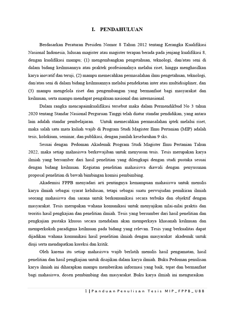 Panduan Tesis Magister Pertanian | PDF