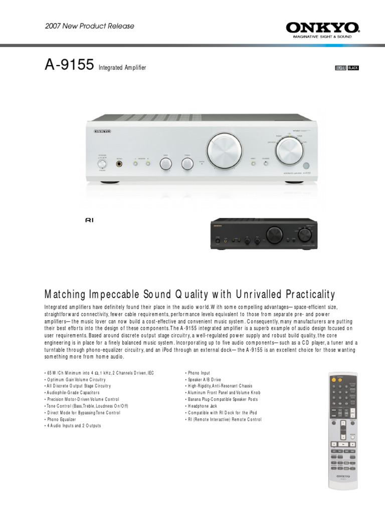 ONKYO A-9155 Datasheet EN | PDF | Amplifier | Loudspeaker